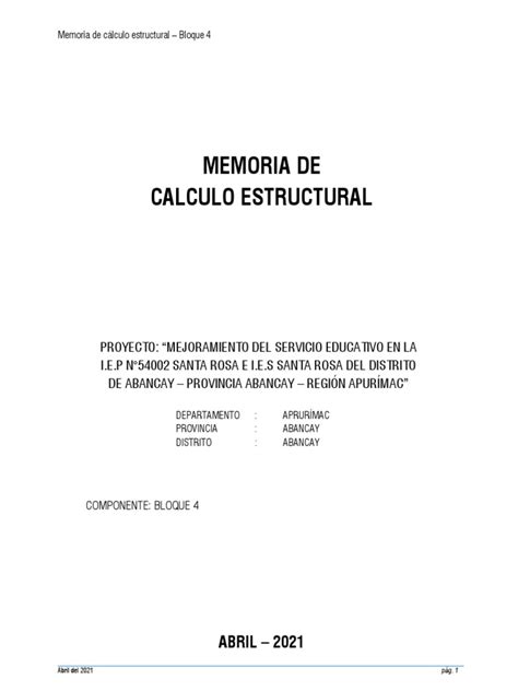 Calculo Estructural De Una Edificación De 4 Pisos Pdf Fundación Ingeniería Diseño