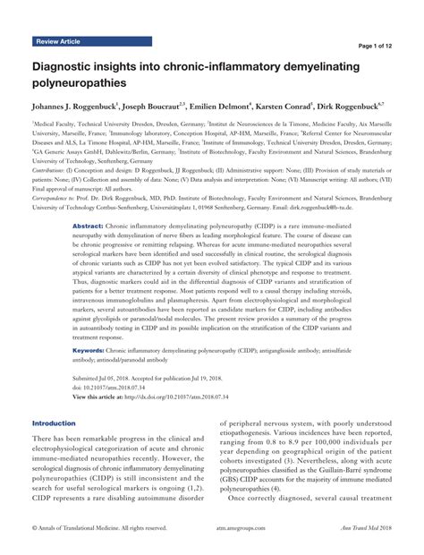 Pdf Diagnostic Insights Into Chronic Inflammatory Demyelinating