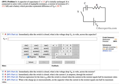 Solved A Capacitor Of Capacitance C 3 5 Mu F Is Initially