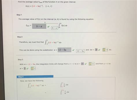 solved find the average value have of the function h on the