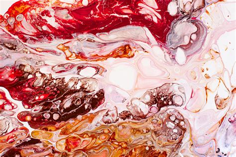 손으로 그린 배경 핑크 화이트 갈색과 노란색 혼합 아크릴 페인트 액체 대리석 질감입니다 인쇄 가능한 디자인 포장 카드 현수막 덮개 직물 및 장식 인테리어에 적용 가능 0명에