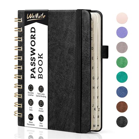Wemate Spiral Password Book With Alphabetical Tabs Small Password