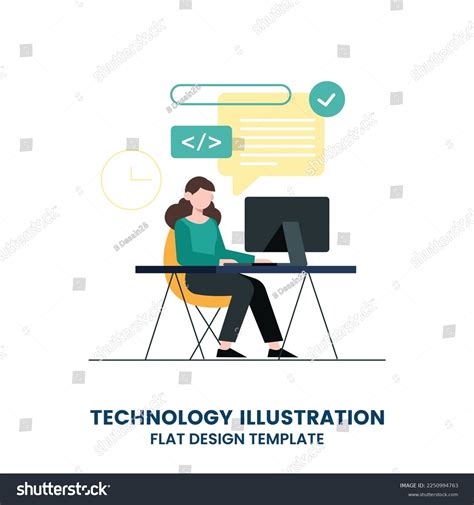 Young Programmer Concentrated Working Project Developing Stock Vector