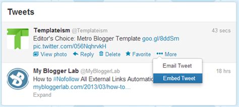 How To Embed Twitter Tweets Into Your Posts In Blogger Blog ~ My Blogger Lab