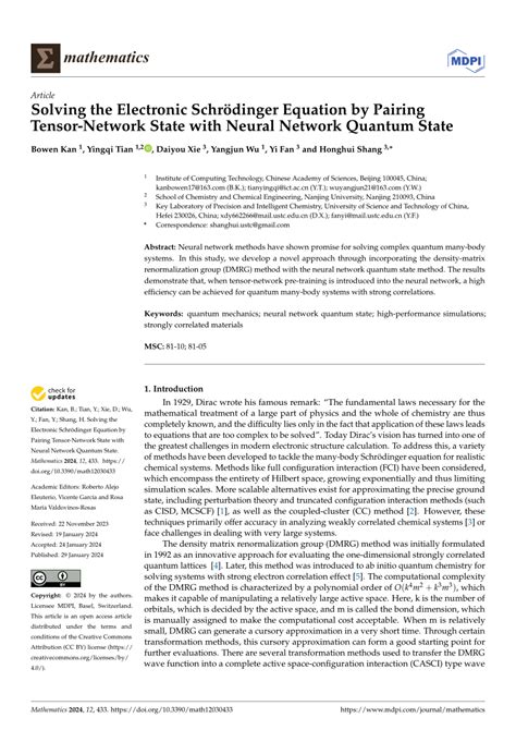 Pdf Solving The Electronic Schrödinger Equation By Pairing Tensor