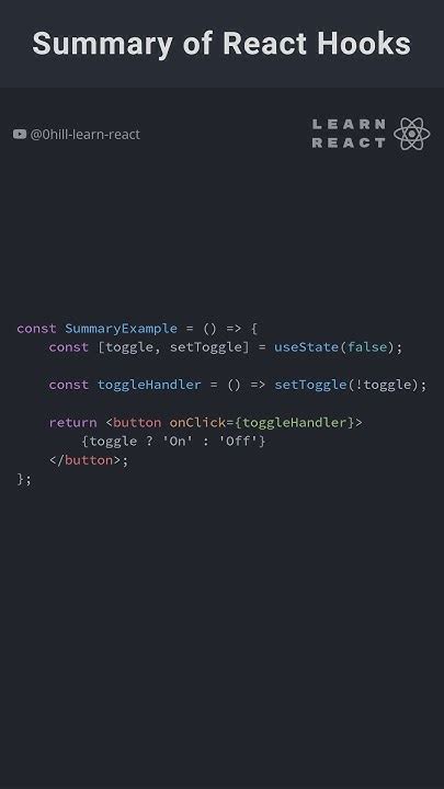 Summary Of React Hooks Coding Reactfrontend Programming Reactnative