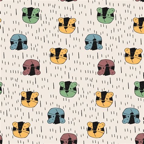 Premium Vector Colorful Hand Drawn Head Pattern