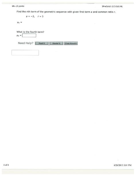 Solved Find The Nth Term Of The Geometric Sequence With
