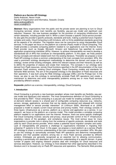 Pdf Platform As A Service Api Ontology