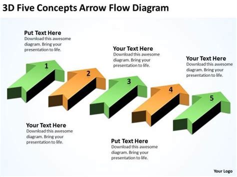 Parallel Processing Application 3d Five Concepts Arrow Flow Diagram Powerpoint Templates