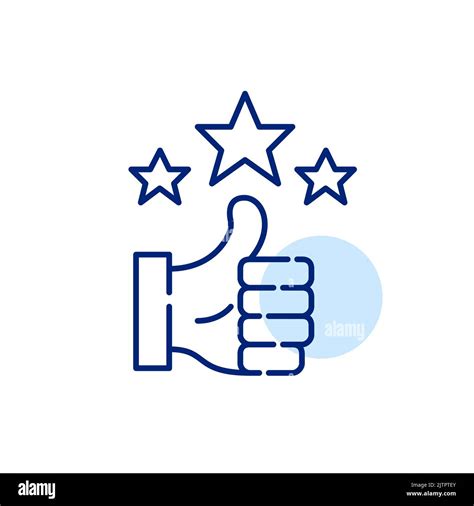 Thumbs Up With Stars User Approval Rating Pixel Perfect Editable Stroke Line Art Icon Stock