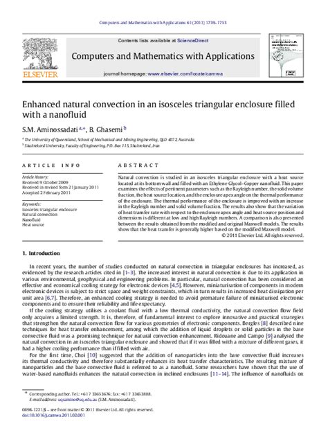 Pdf Enhanced Natural Convection In An Isosceles Triangular Enclosure Filled With A Nanofluid