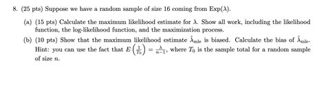 Solved 25 ﻿pts ﻿suppose We Have A Random Sample Of Size 16