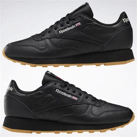 Reebok Gy0954 Classic Leather Trainers Blackgum 80s 90s Retro Unisex