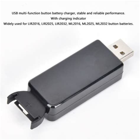 Fdit 6 V Chargeur De Batterie Bouton Usb 3 6v Pour Batterie Lir2032 Lir2025 Lir2016 Avec Voyant