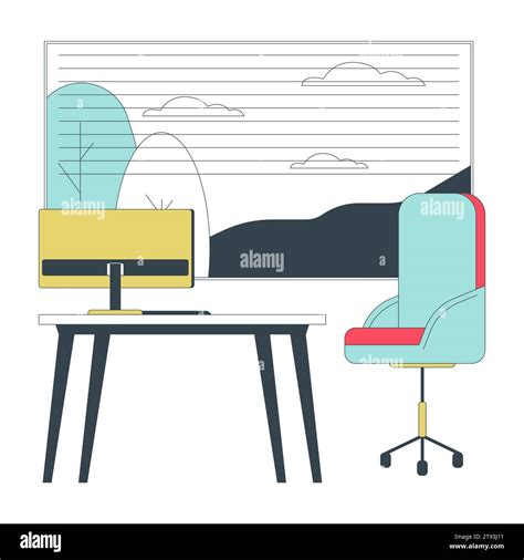 Workplace Comfortable 2d Linear Cartoon Object Stock Vector Image And Art