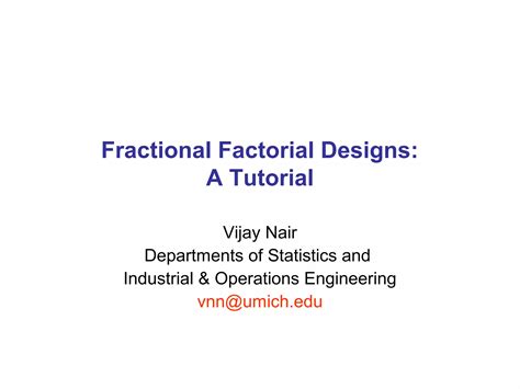 Fractional Factorial Design Tutorial Ppt