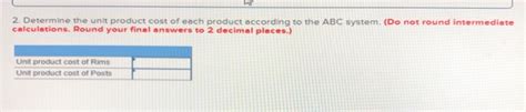 Solved 2 Determine The Unit Product Cost Of Each Product Chegg Com