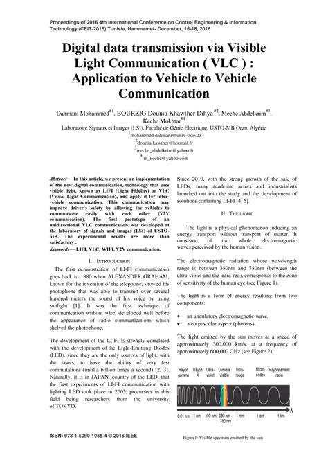 Pdf Digital Data Transmission Via Visible Light Communication Vlc