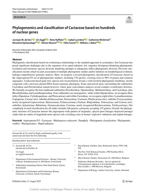 Pdf Phylogenomics And Classification Of Cactaceae Based On Hundreds