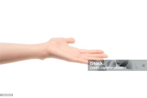 뭔가 흰색 절연에 대 한 요구는 빈 손으로 여자의 자른된 보기 몸짓에 대한 스톡 사진 및 기타 이미지 몸짓 배경 주제 부분의 Istock