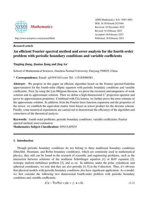Pdf An Efficient Fourier Spectral Method And Error Analysis For The Fourth Order Problem With