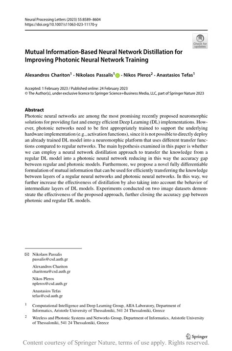 Mutual Information Based Neural Network Distillation For Improving