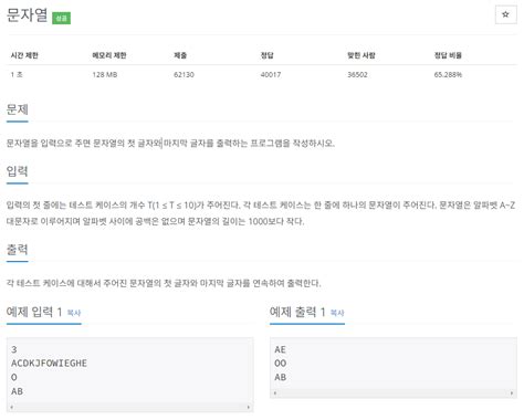 백준 9086번 문자열 Java