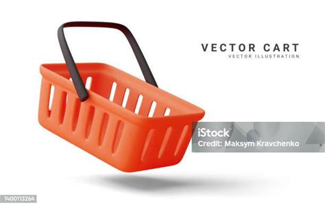 흰색 배경에 격리 된 빈 빨간색 쇼핑 카트 벡터 일러스트레이션 쇼핑 바구니에 대한 스톡 벡터 아트 및 기타 이미지 쇼핑 바구니 3차원 형태 바구니 Istock