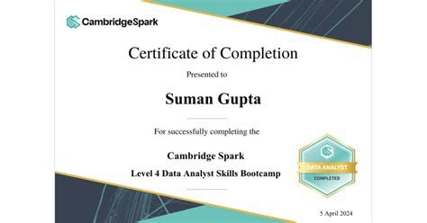 level 4 data analyst skills bootcamp suman gupta cambridge spark