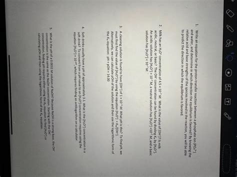 Solved 1 Write An Equation For The Proton Transfer Reaction