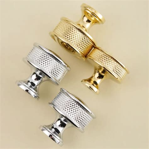 Solid Brass Drawer Knobs Knurled Design Luxury Gold And Silver Decorative Knobs For Cabinets