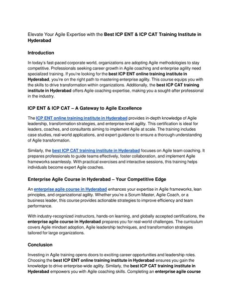 Ppt Elevate Your Agile Expertise With The Best Icp Ent And Icp Cat