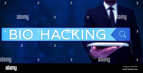 Sign Displaying Bio Hacking Word Written On Exploiting Genetic Material Experimentally Without