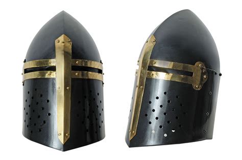 Medieval Crusader Costume Replica 18 Gauge Carbon Steel Wearable Helmet