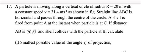 A Particle Is Moving Along A Vertical Circle Of Radius R M With A Constant Speed