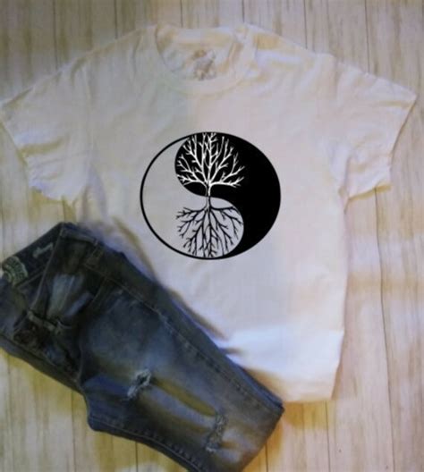 Yin Yang Tree Of Life Tee Shirt Etsy
