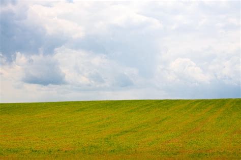 Premium Photo Field Of Grass And Cloudy Sky