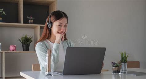 Asian Girl Student Online Learning Class Study Online Video Call
