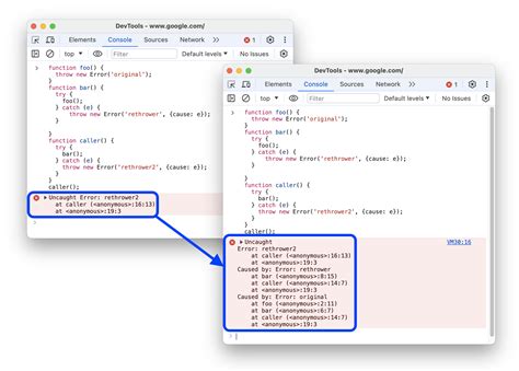 Javascript How To Print The Cause For A Thrown Error In Chrome