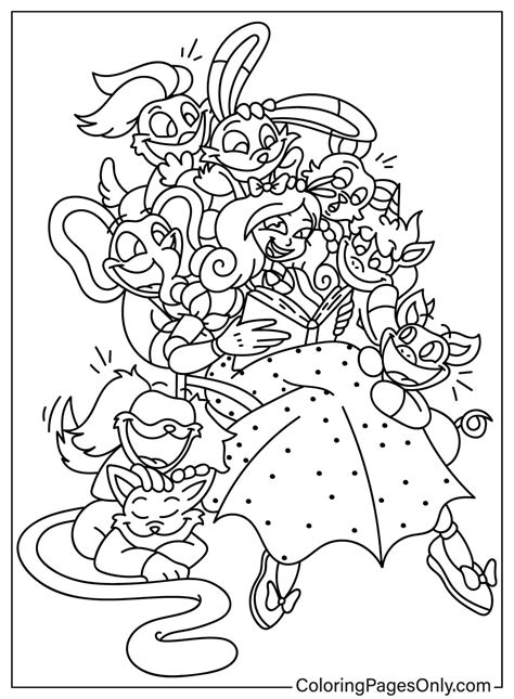 Miss Delight And Smiling Critters Coloring Page Free Printable