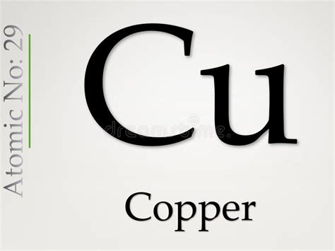 Copper Chemical Element Taken From Periodic Table With Relief Shape Stock Illustration