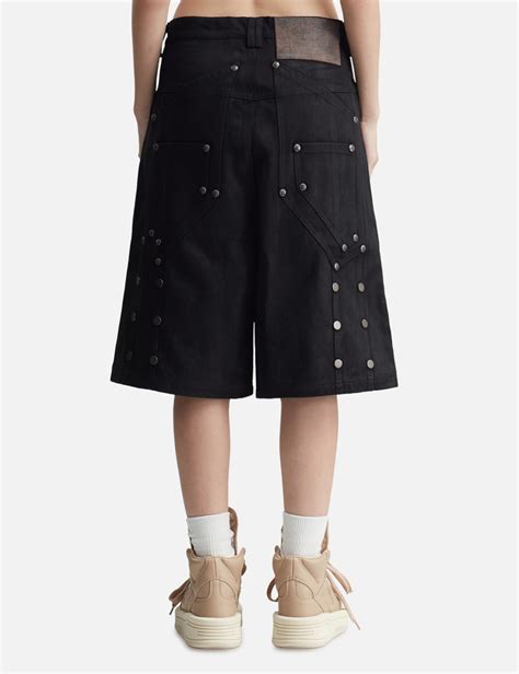 Thought We Friends Rexel Waxed Double Knee Work Jorts Waxed Black