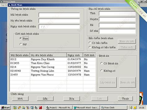 Code Quản Lý Bệnh Nhân Trong Bệnh Viện Full Code Vb6 Báo Cáo