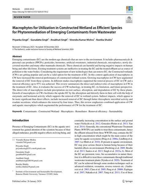 Pdf Macrophytes For Utilization In Constructed Wetland As Efficient Species For