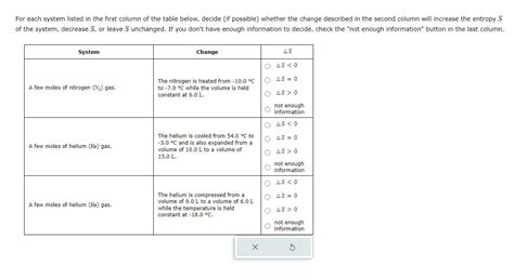 Solved For Each System Listed In The First Column Of The
