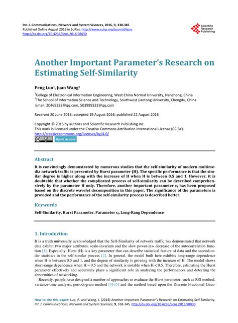 Pdf Another Important Parameters Research On Estimating Self Similarity