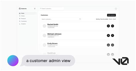 a customer admin view a v0 dev template v0