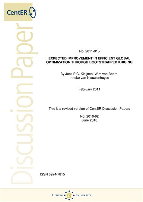 Pdf Expected Improvement In Efficient Global Optimization Through Bootstrapped Kriging