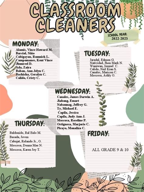 Classroom Cleaners Pdf